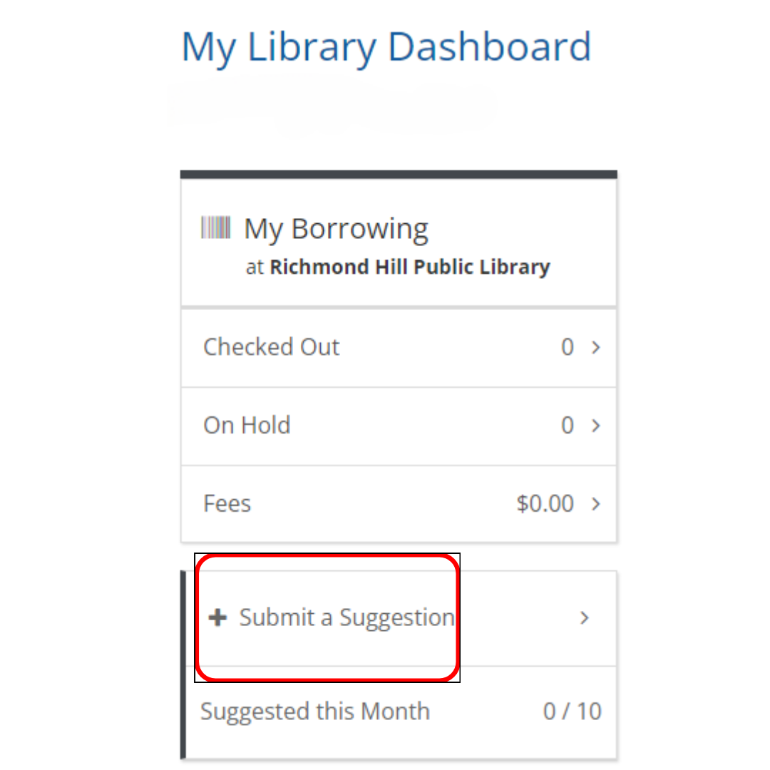 Make a Suggestion | Richmond Hill Public Library